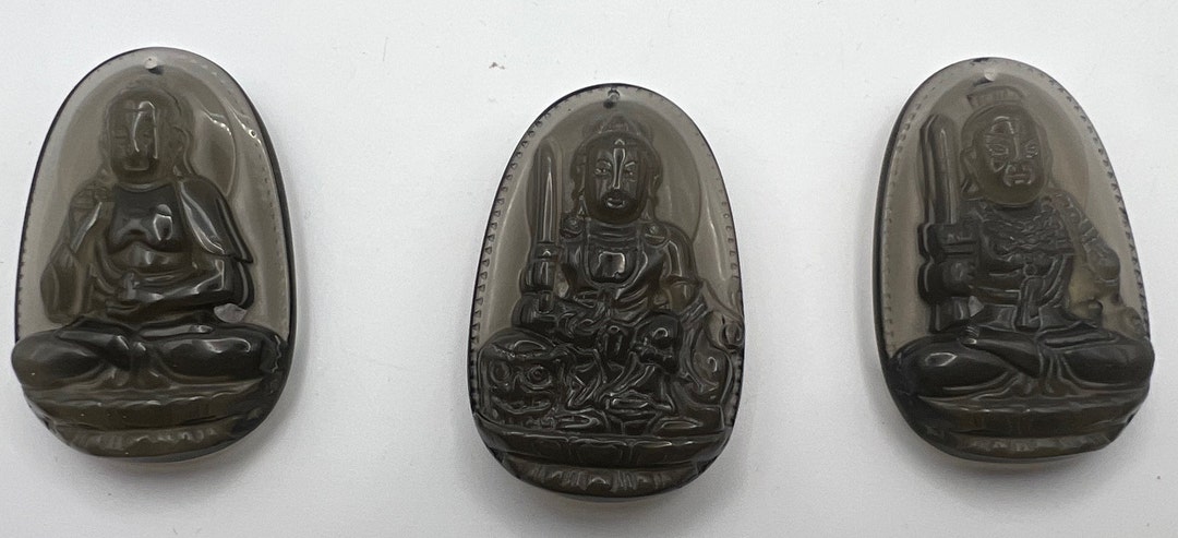 Smoky Quartz Teaching Buddha Pendant, Hand Carved, High-quality Quartz ...