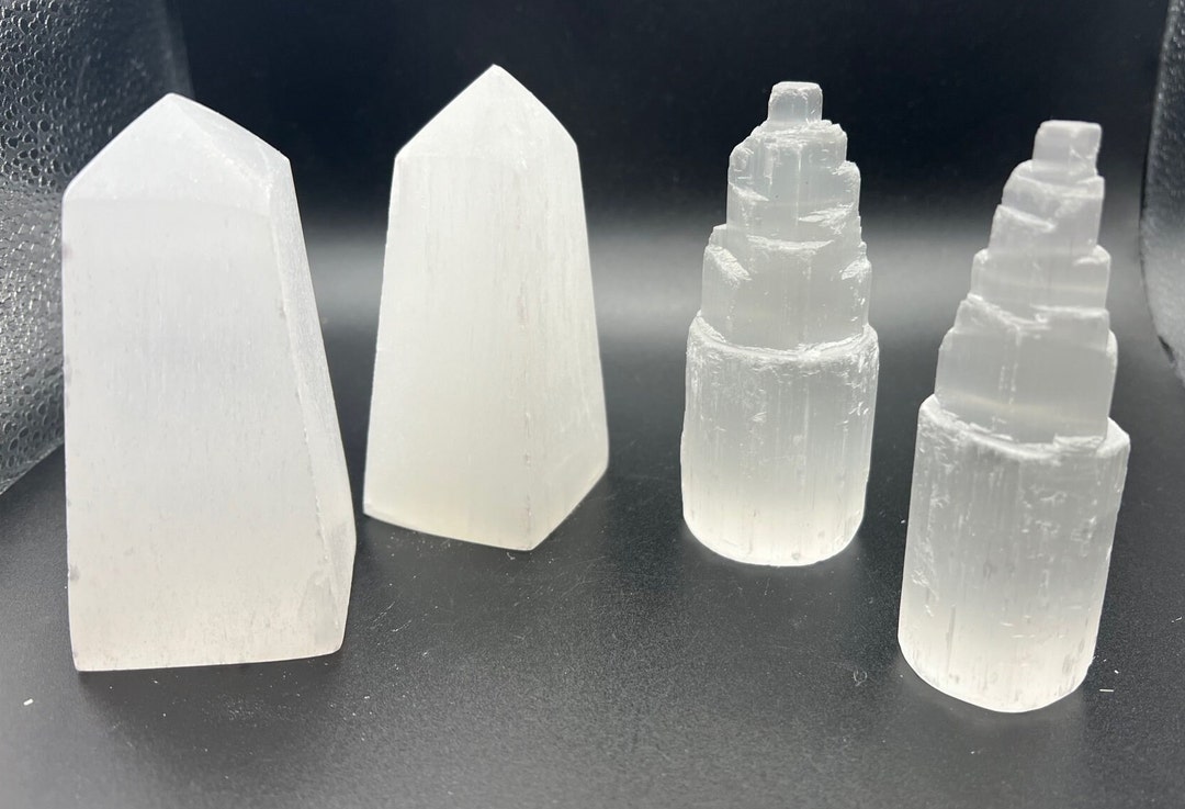 Two Types of Selenite Towers - Perfect for Cleansing, Grids, Charging ...