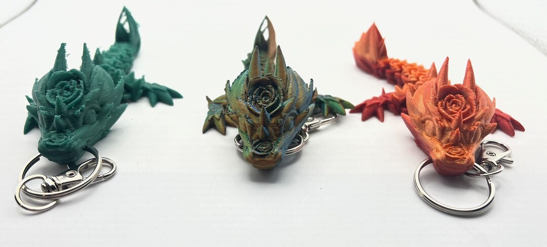 3D Printed Rose Dragon Keychain in Your Choice of Color! - Etsy