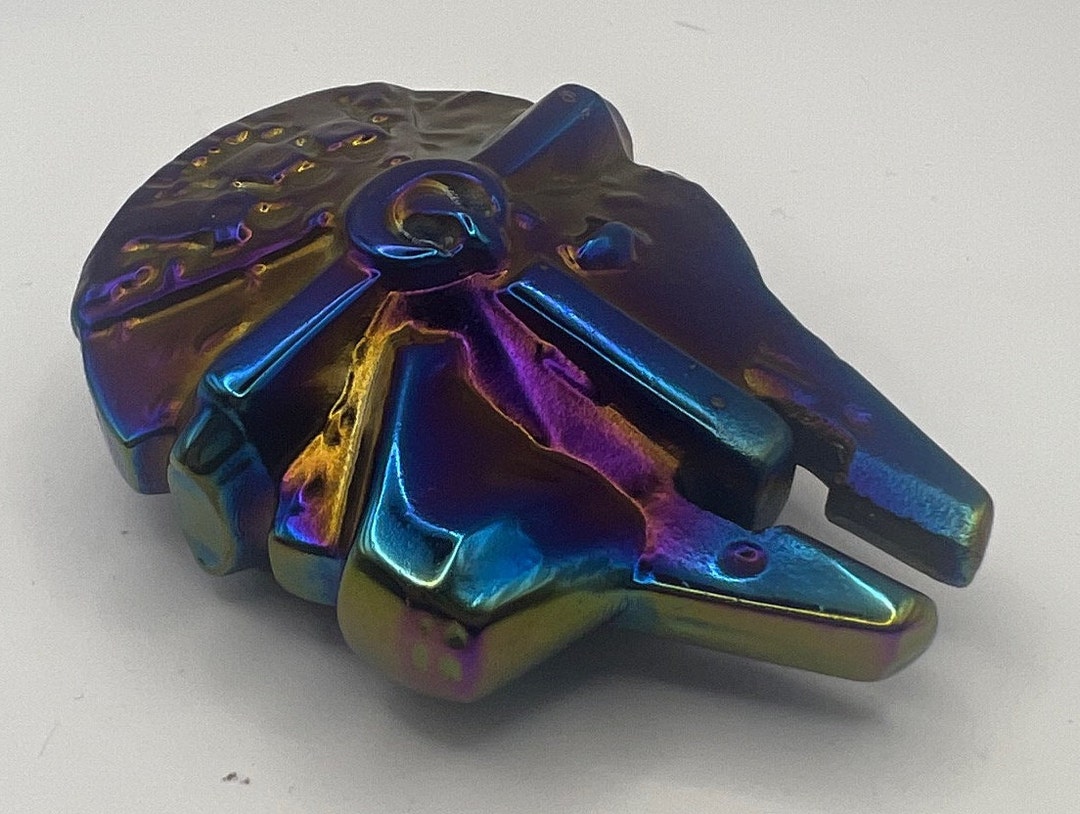 Very Rare Titanium Aura Black Obsidian Millennium Falcon Ship Carving ...