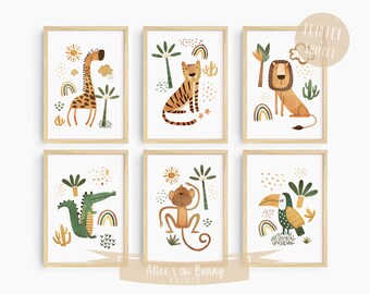 Custom Boho Jungle Animal Wall Décor Safari Nursery Art Print - Etsy