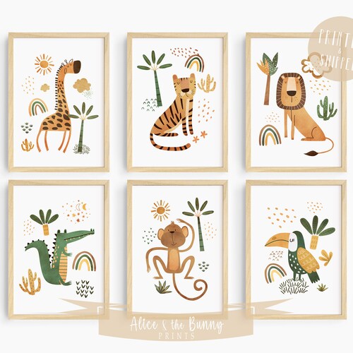 Custom Boho Jungle Animal Wall Décor Safari Nursery Art Print - Etsy