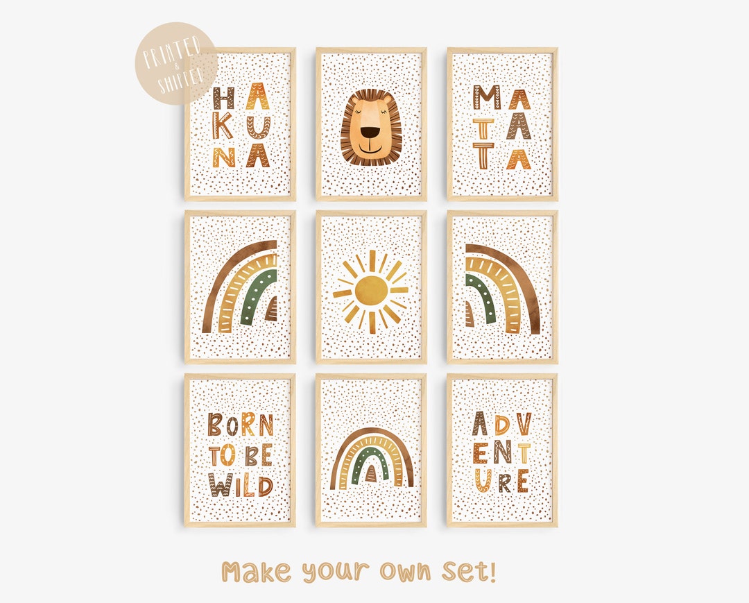 Custom Safari Nursery Art Print Set, Boho Jungle Animal Wall Décor for ...