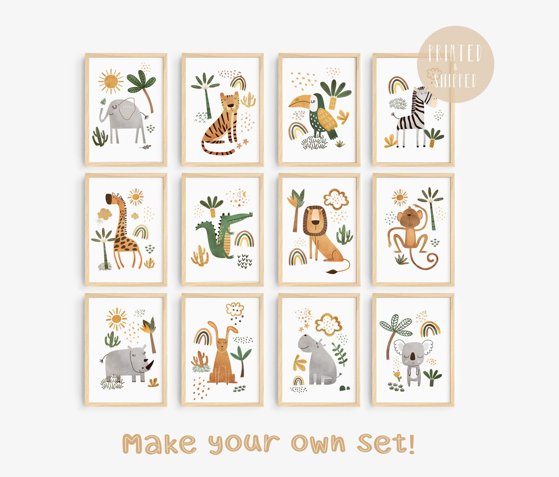 Custom Boho Jungle Animal Wall Décor Safari Nursery Art Print - Etsy
