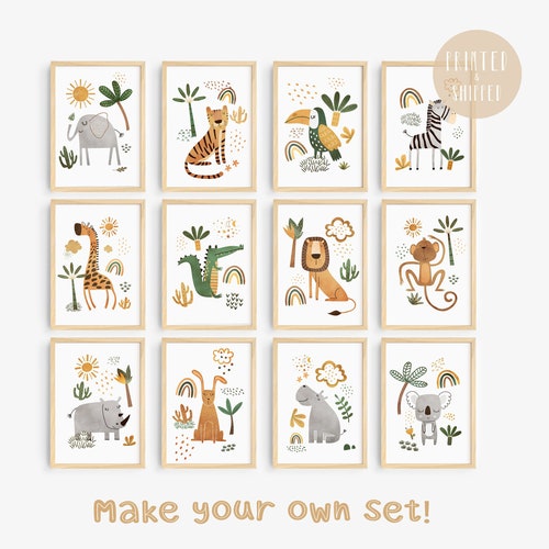 Custom Boho Jungle Animal Wall Décor Safari Nursery Art Print - Etsy