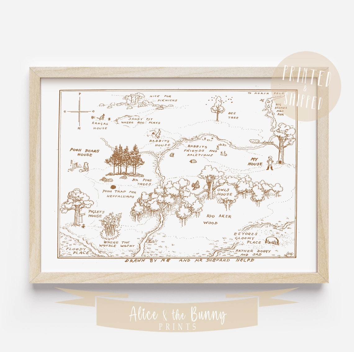 Classic Winnie the Pooh Nursery 100 Acre Wood Map Poster - Etsy