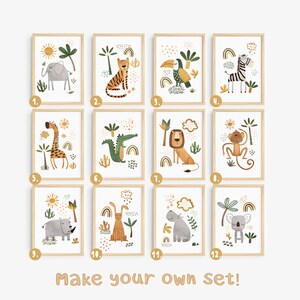 Custom Boho Jungle Animal Wall Décor, Safari Nursery Art Print Set for ...