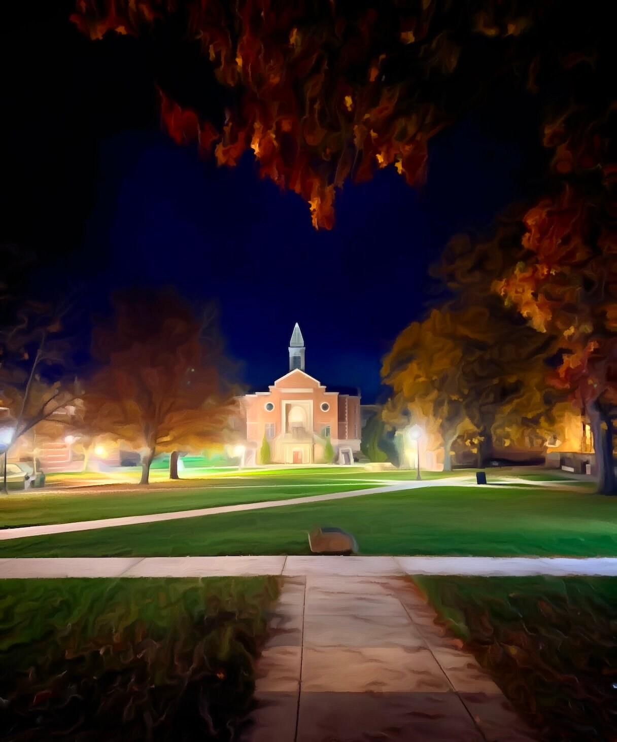 Huffington Library at Night - Etsy