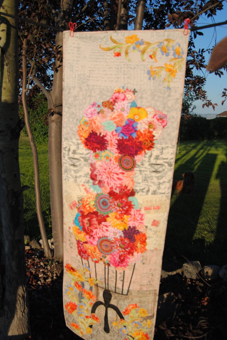 Fabric Collage Dress Form Vibrantly Colored Wallhanging - Etsy