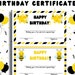 Birthday Certificate Happy Birthday Certificate Bumble Bee Birthday ...