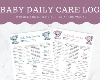 Nanny Log | Baby Log | Infant Daily Report | Infant Log | Daycare Log ...
