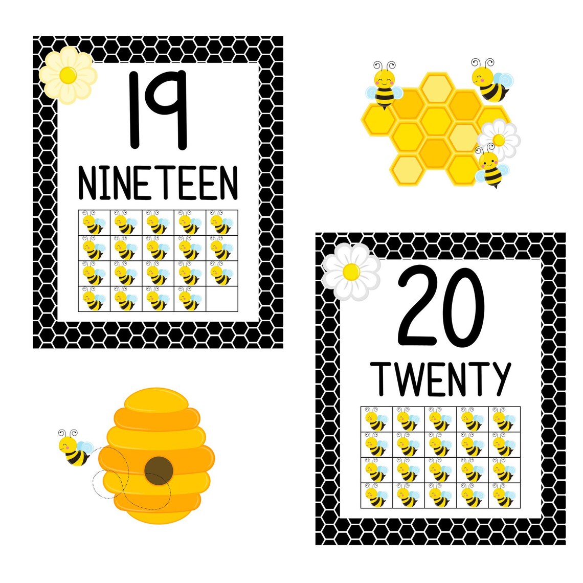 Number Posters | Bumble Bee Numbers Posters | Bee Numbers Posters ...