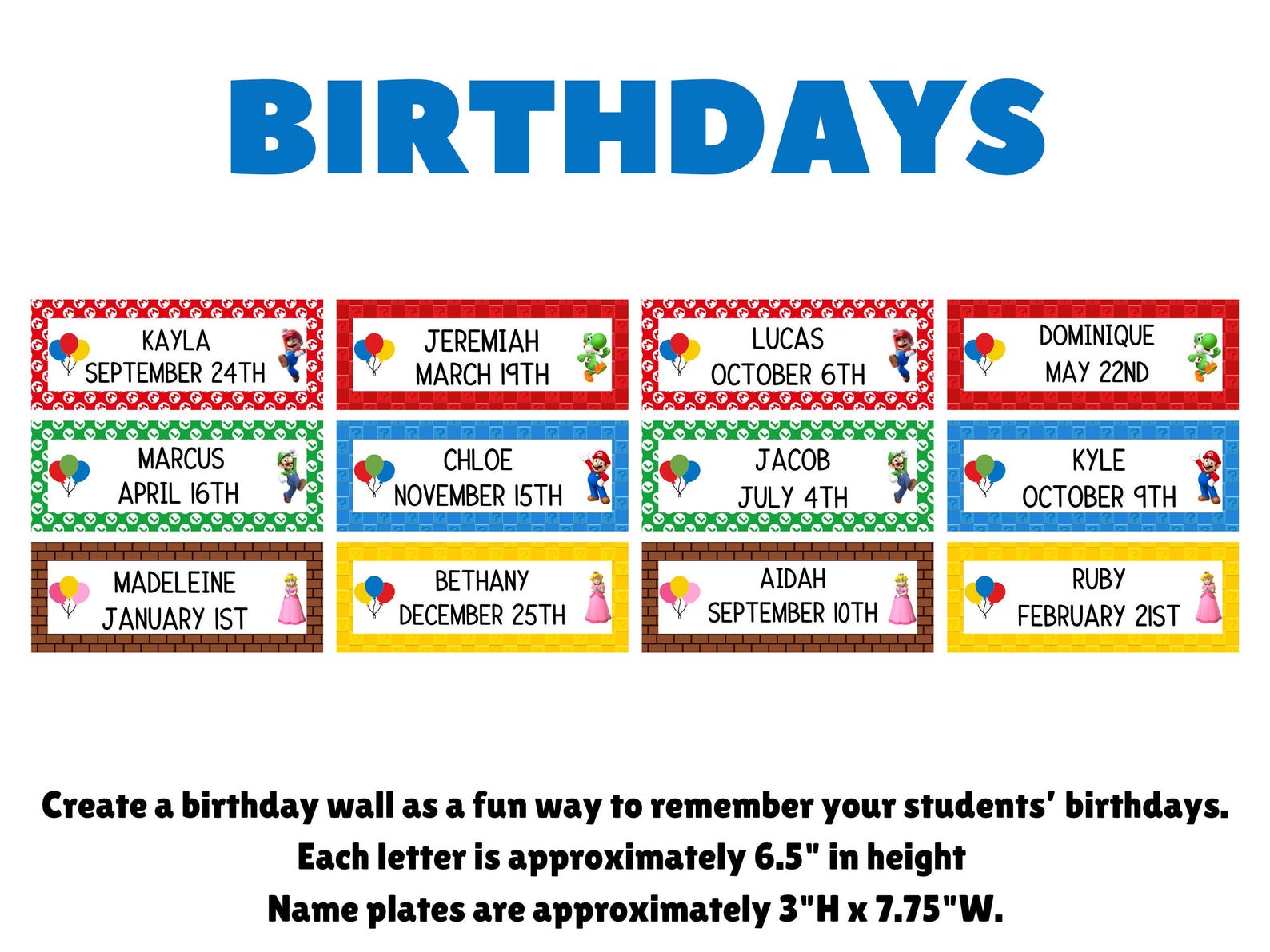 Super Mario Classroom Decor Bundle, Printable Video Game Bulletin Board ...