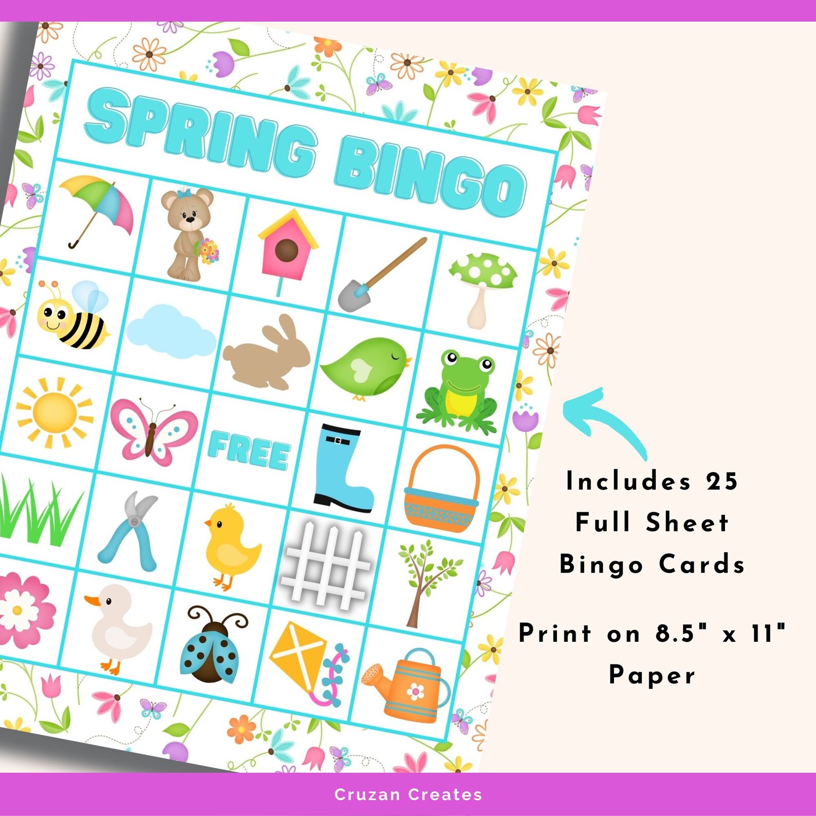Spring Bingo | Bingo Game | Spring Printable Bingo | Easter Bingo ...