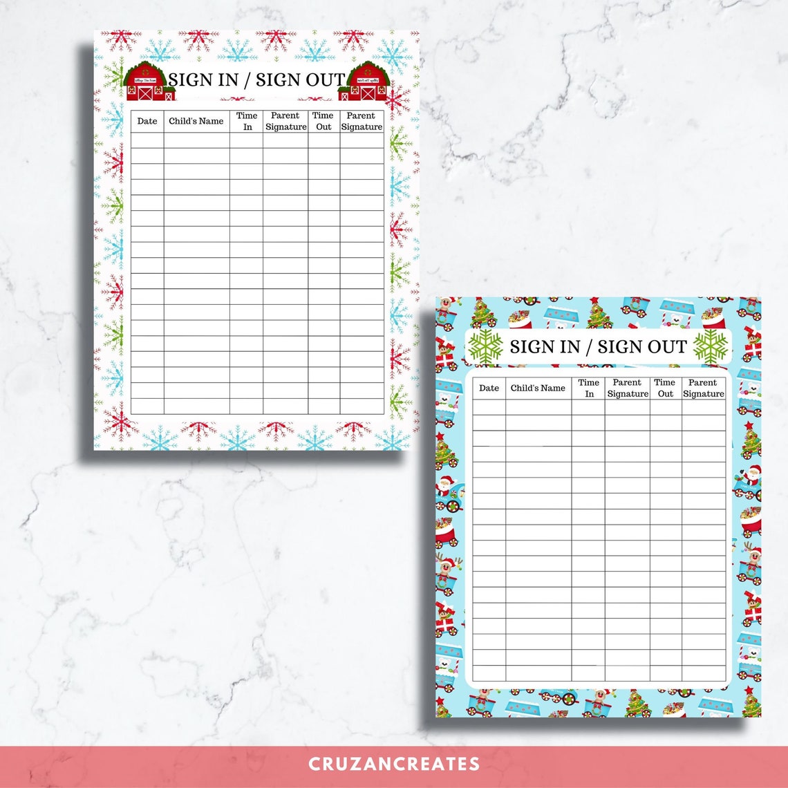 Sign in Sheet | Daycare Sign in Sheet | Sign in and Out Form | Daycare ...