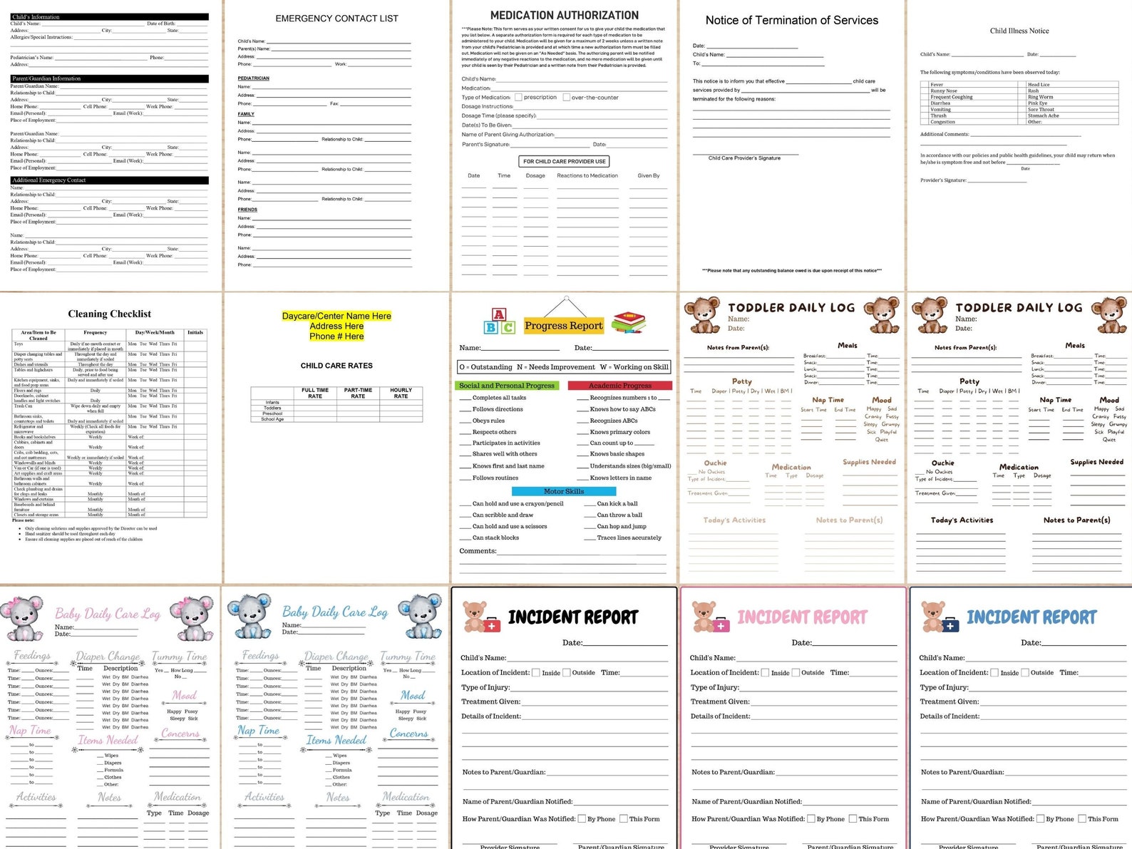 Daycare Bundle | Daycare Opening Forms | Daycare Starter Bundle ...