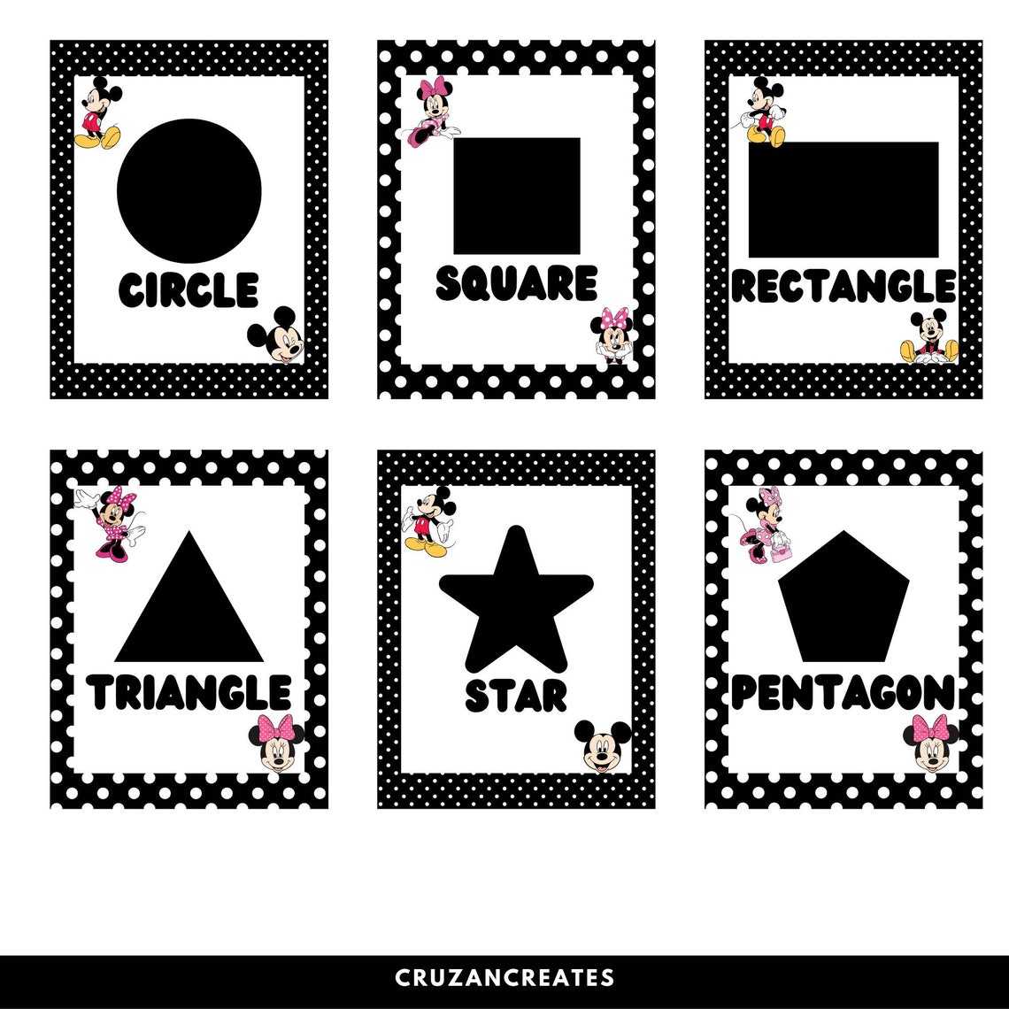 Shape Posters | Mickey Shape Posters | Minnie Shape Posters | Shapes ...