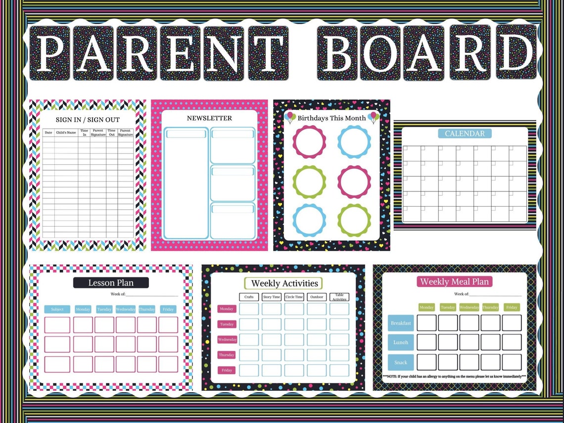 Daycare Parent Board | Preschool Parent Board | Bulletin Board Template ...