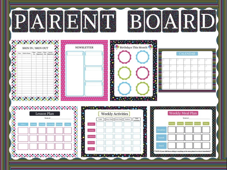 Daycare Parent Board | Preschool Parent Board | Bulletin Board Template ...