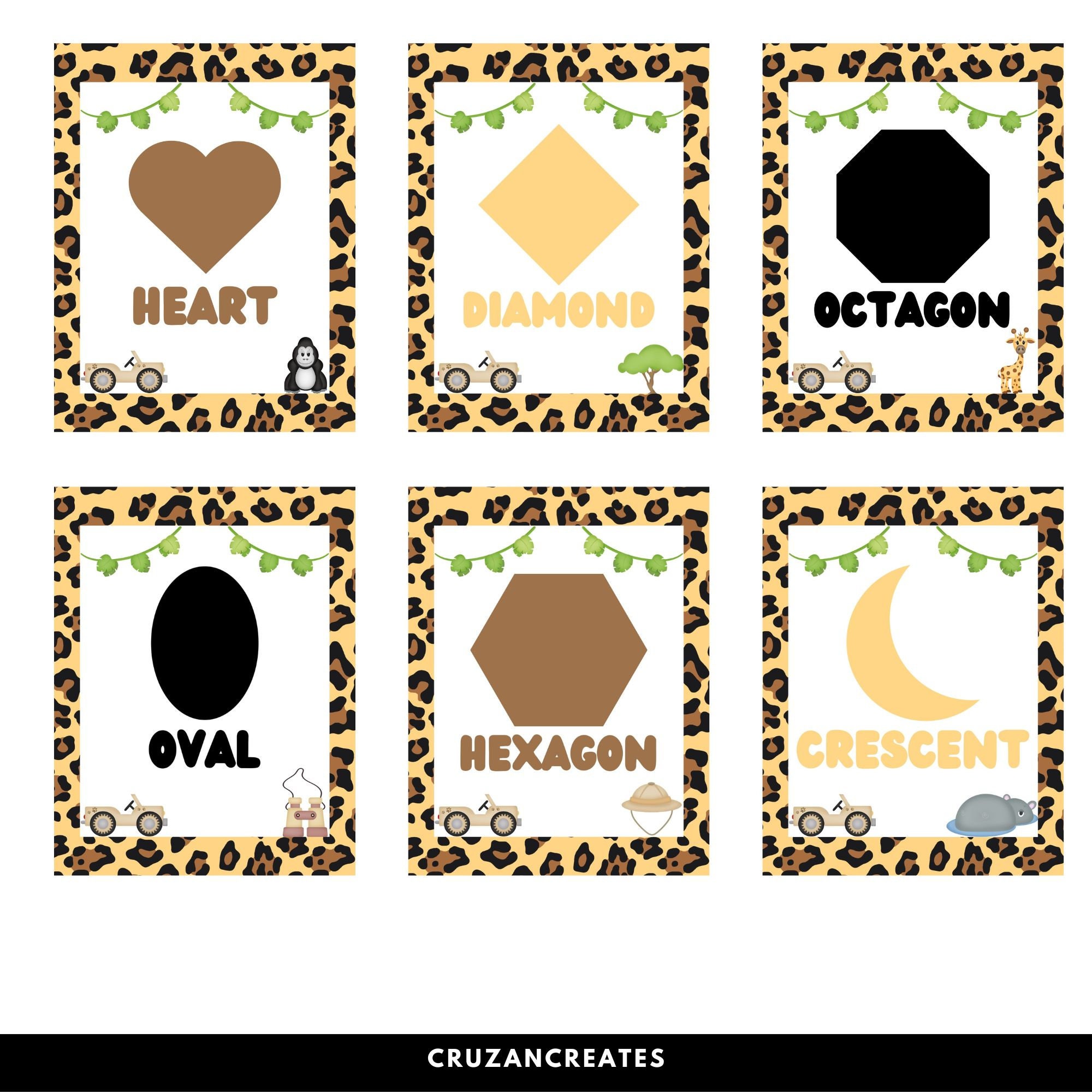Shape Posters | Safari Shape Posters | Safari Classroom Decor | Shapes ...