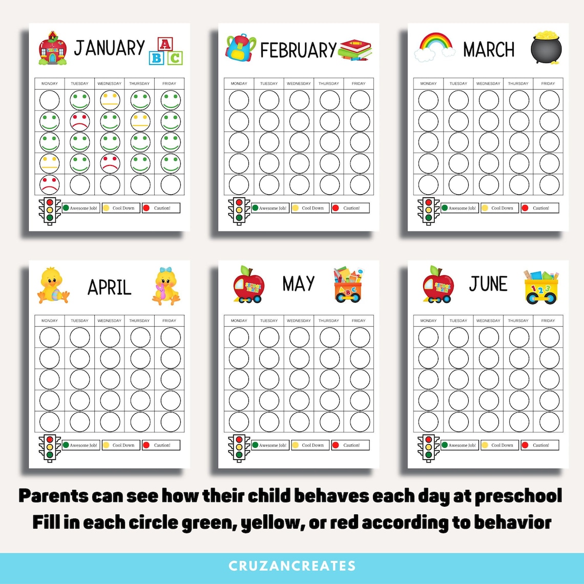 Behavior Chart | Behavior Calendar | Preschool Behavior Calendar ...