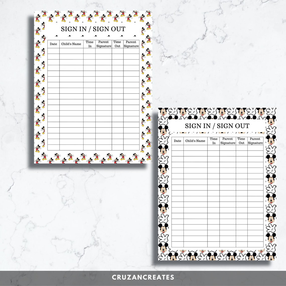 Sign in Sheet Daycare Sign in Sheet Sign in and Out Form Daycare Forms ...