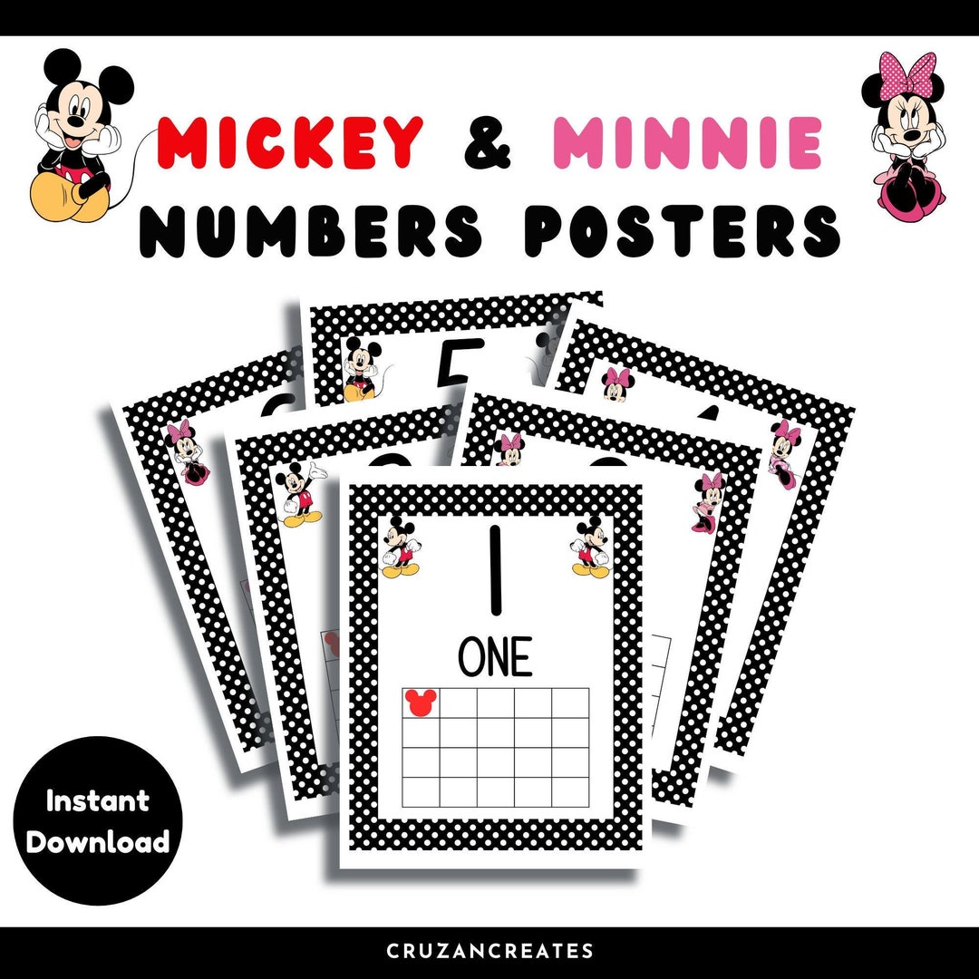 Number Posters | Mickey Numbers Posters | Minnie Numbers Posters ...