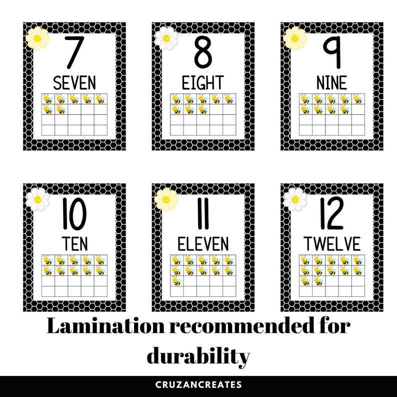 Number Posters | Bumble Bee Numbers Posters | Bee Numbers Posters ...
