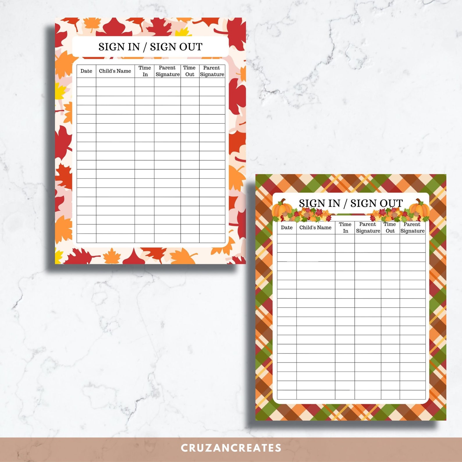 Thanksgiving Sign in Sheet | Daycare Sign in Sheet | Sign in and Out ...