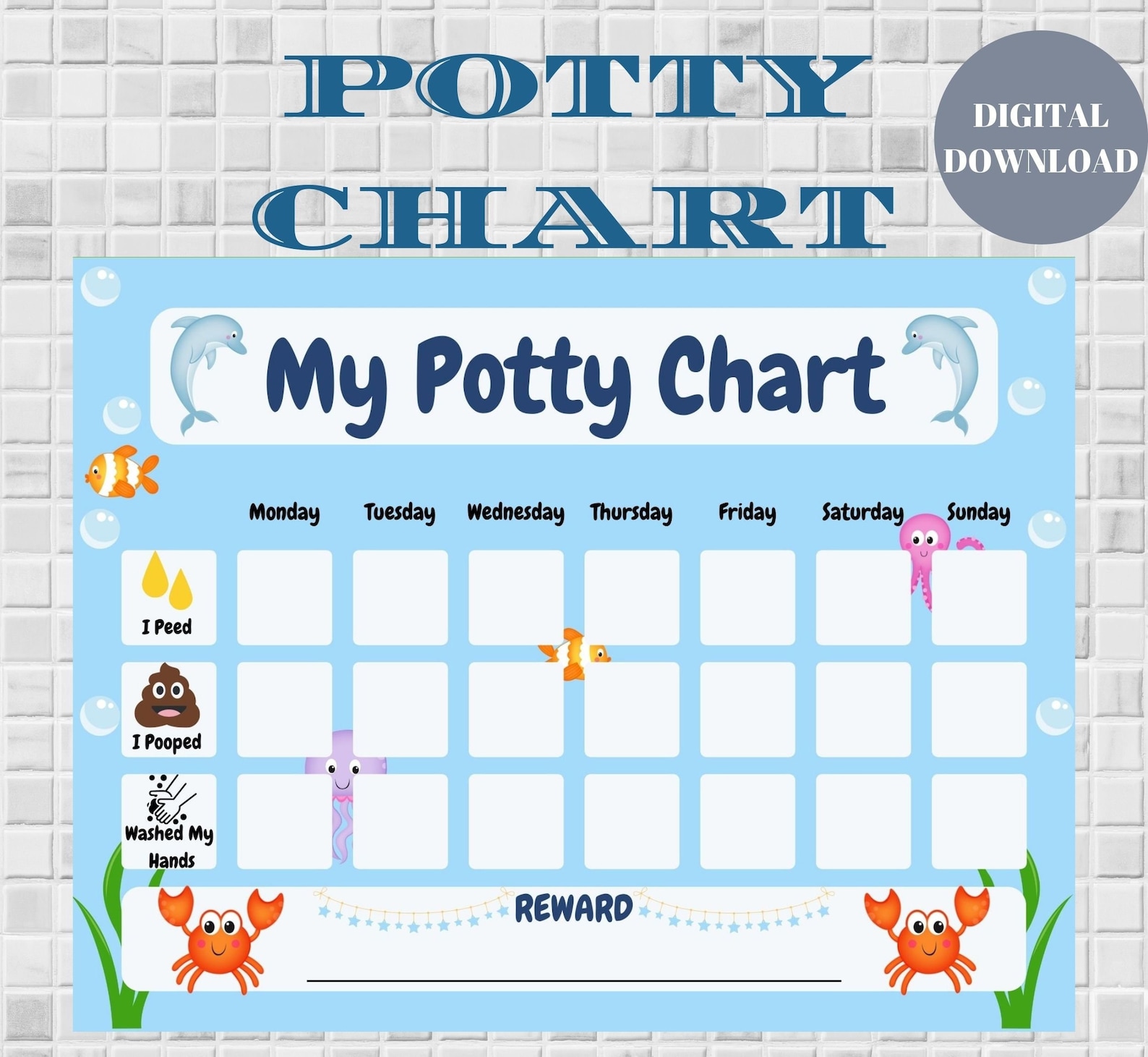 Potty Training Chart | Potty Printable Chart | Potty Chart | Potty ...
