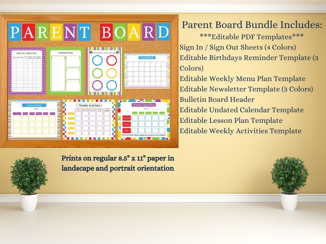 Daycare Parent Board | Preschool Parent Board | Bulletin Board Template ...