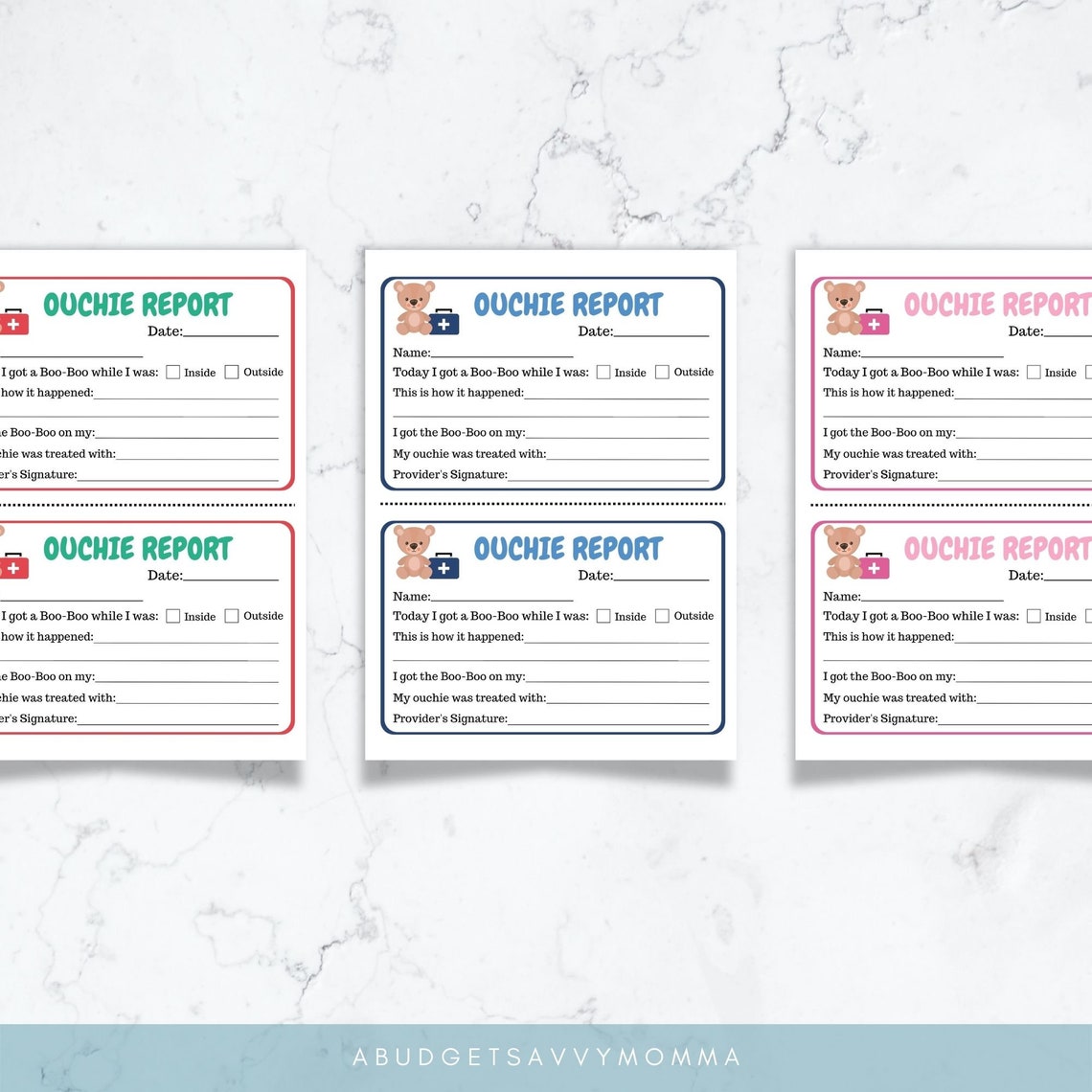 Ouch Report | Incident Report | Boo-boo Report | Accident Report ...