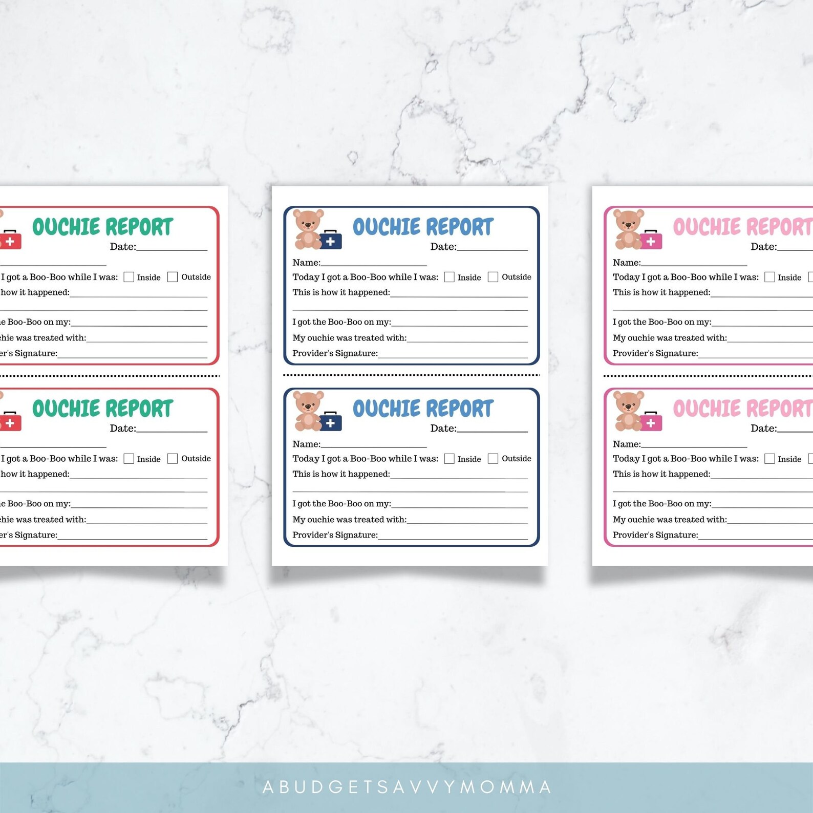 Ouch Report | Incident Report | Boo-boo Report | Accident Report ...