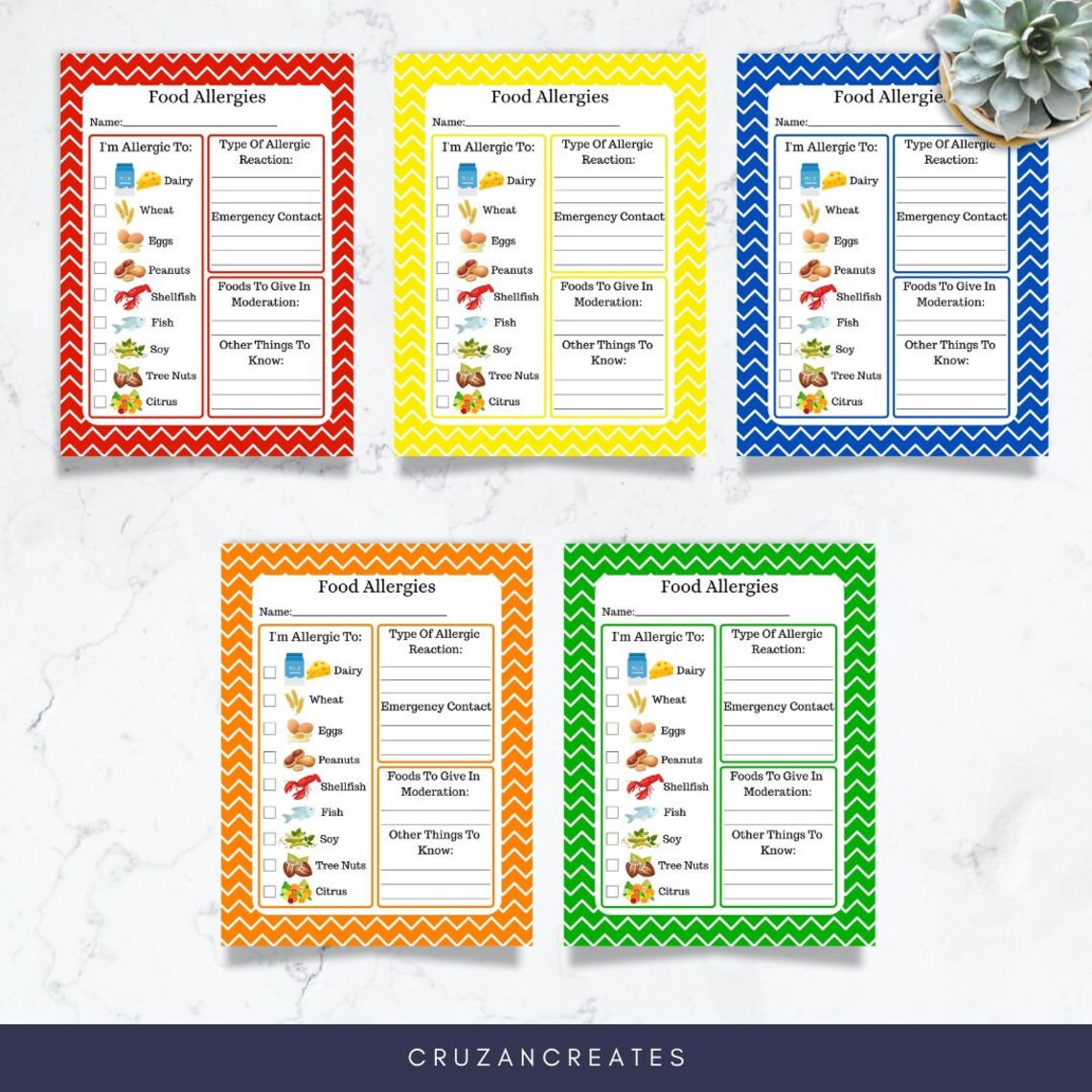 Food Allergy Form | Food Allergy Info Sheet | Daycare Forms | Kids Food ...