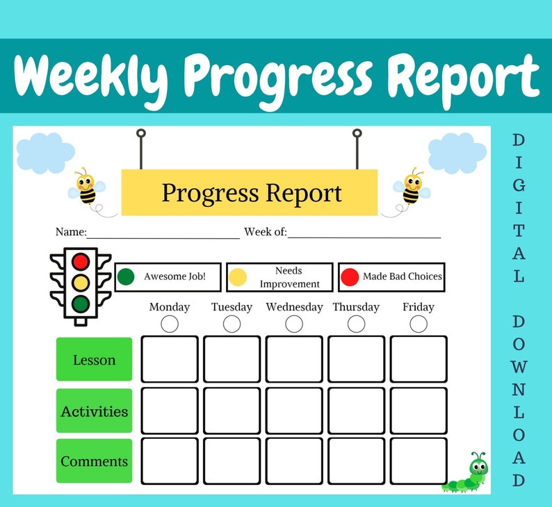 Progress Report | Preschool Progress Report | Daycare Behavior Chart ...