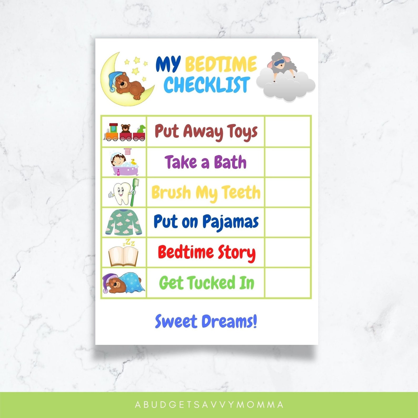 Kids Daily Task List | Responsibility Chart | Kids Daily Checklist ...