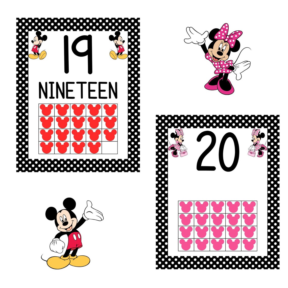 Number Posters | Mickey Numbers Posters | Minnie Numbers Posters ...