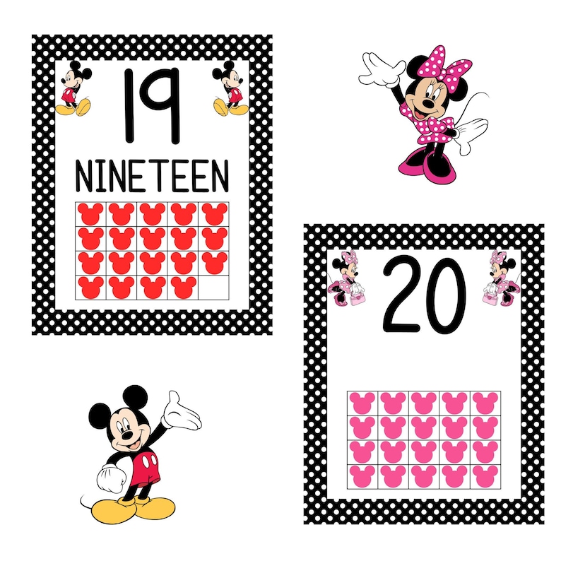 Number Posters | Mickey Numbers Posters | Minnie Numbers Posters ...