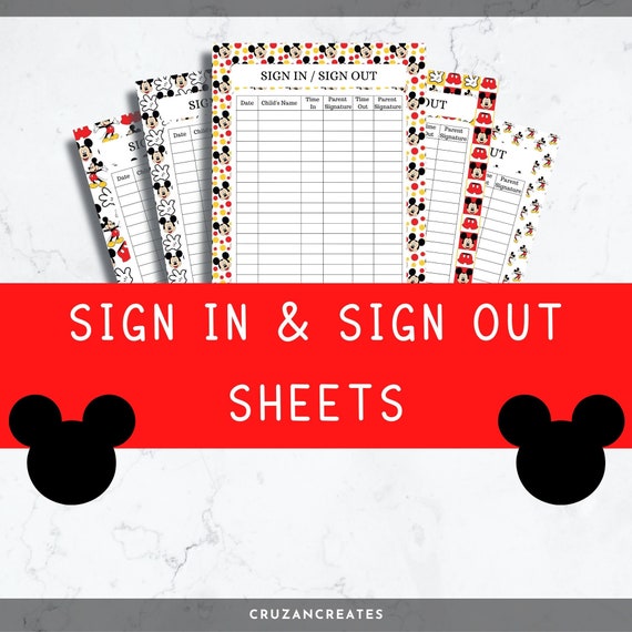 Sign in Sheet Daycare Sign in Sheet Sign in and Out Form - Etsy
