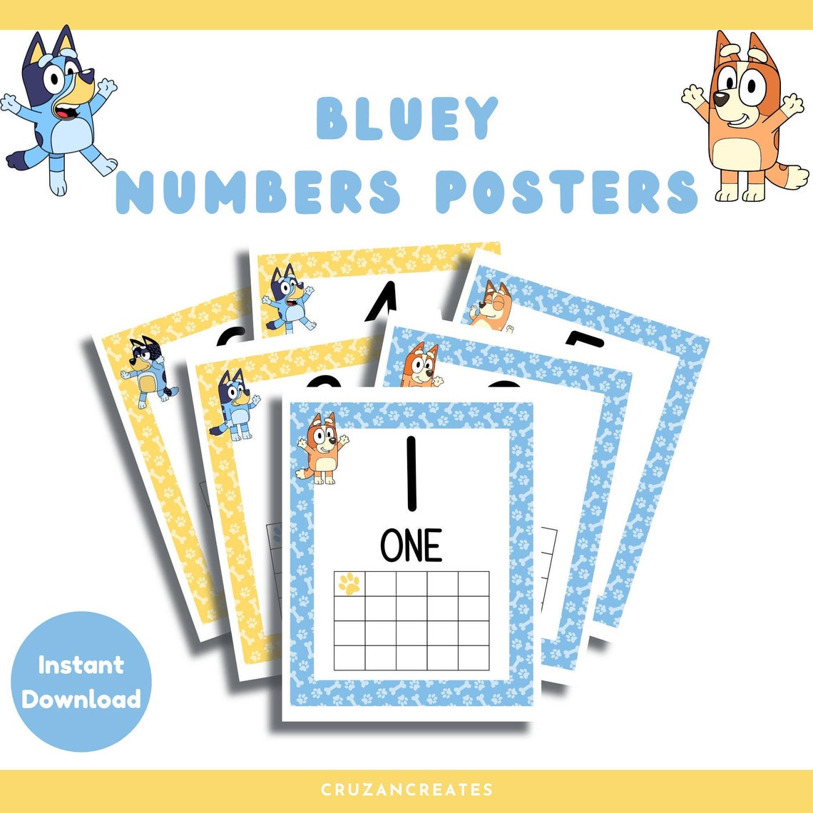 Number Posters | Bluey Numbers Posters | Bluey Numbers Posters ...