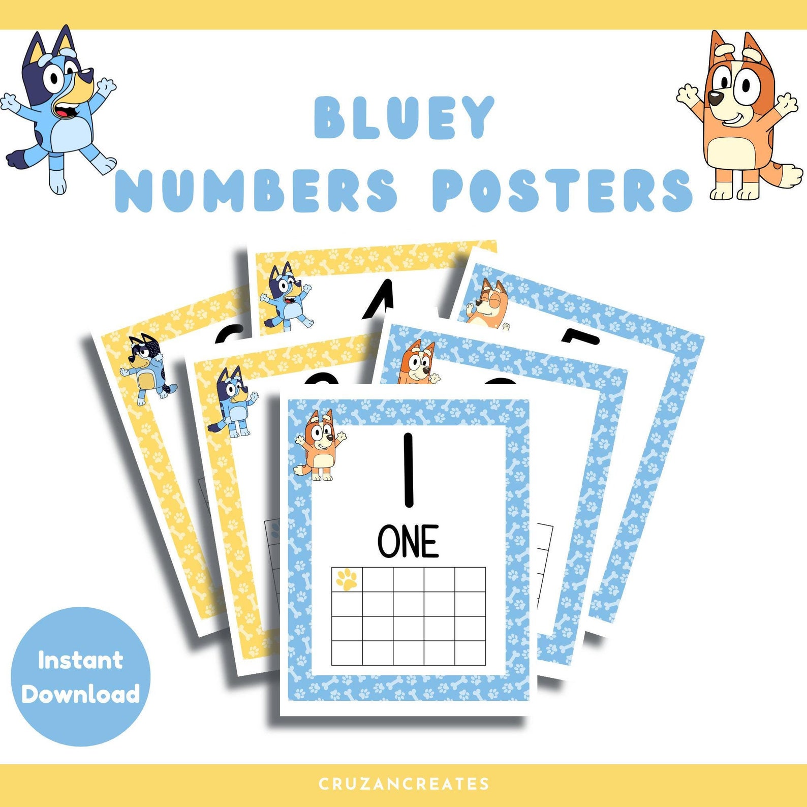 Number Posters | Bluey Numbers Posters | Bluey Numbers Posters ...