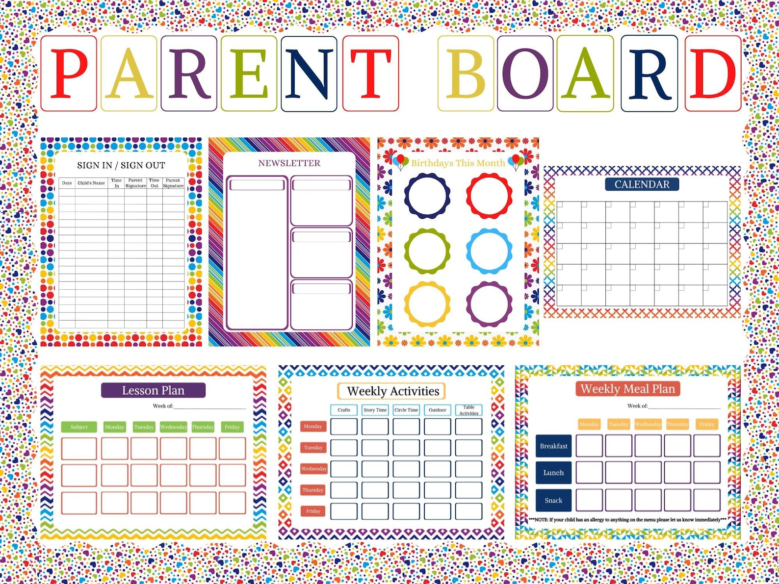 Daycare Parent Board | Preschool Parent Board | Bulletin Board Template ...