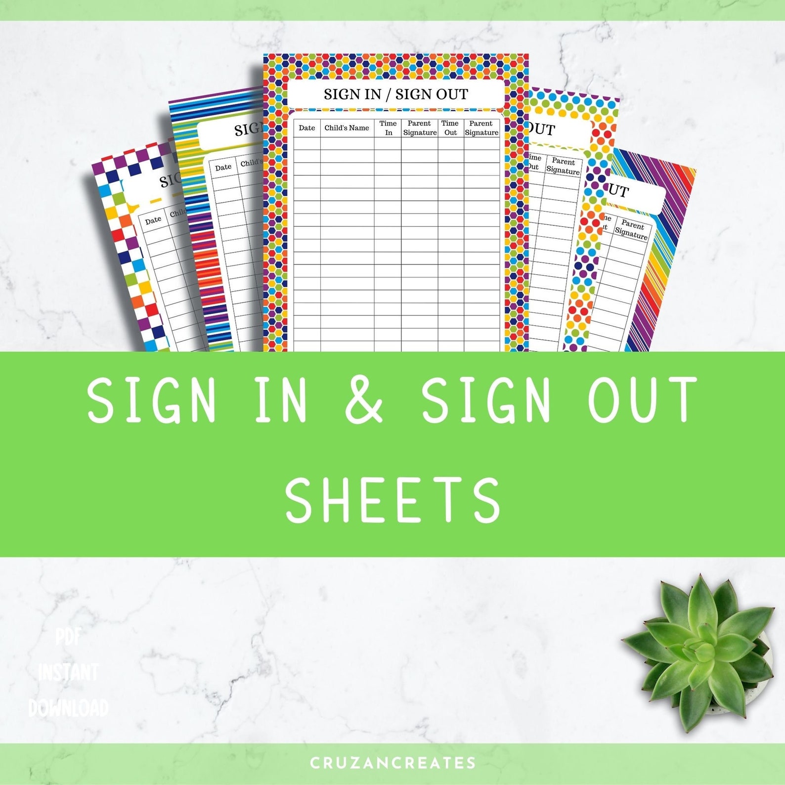 Sign in Sheet | Daycare Sign in Sheet | Sign in and Out Form | Daycare ...
