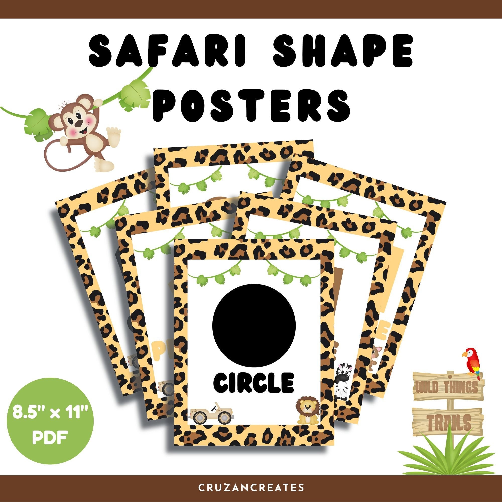 Shape Posters | Safari Shape Posters | Safari Classroom Decor | Shapes ...