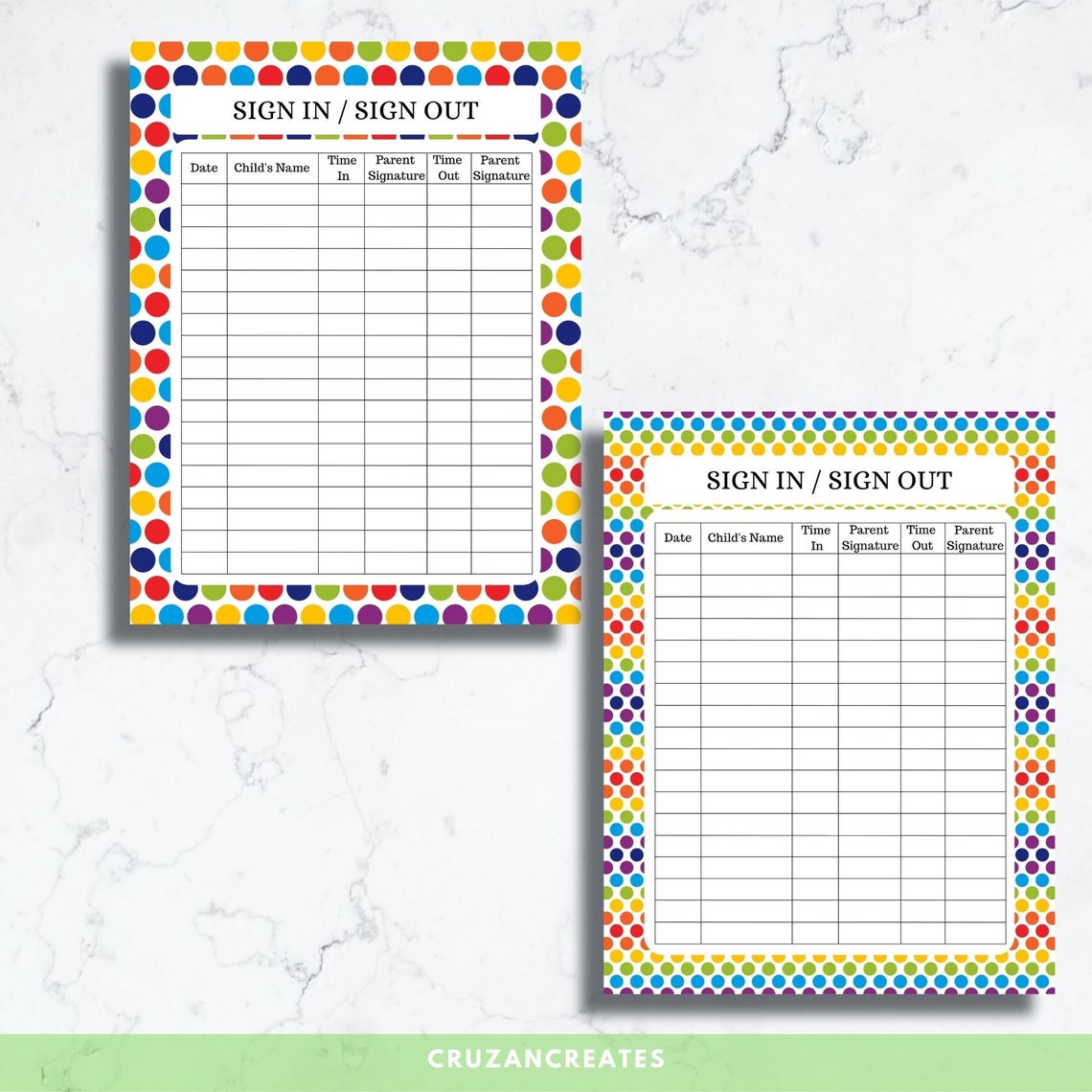 Sign in Sheet Daycare Sign in Sheet Sign in and Out Form Daycare Forms ...