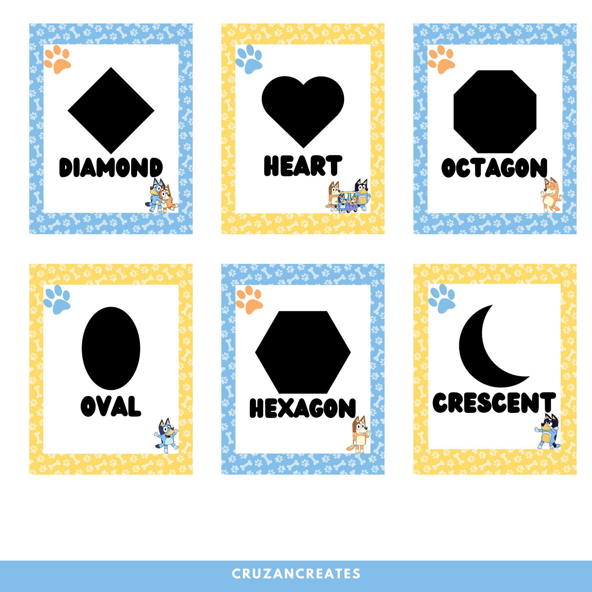 Shape Posters | Bluey Shape Posters | Bluey Classroom Decor | Shapes ...