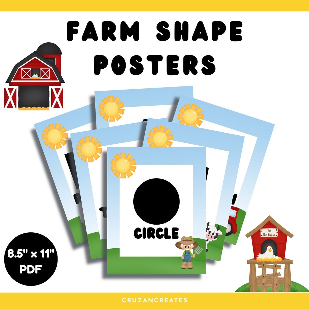 Shape Posters | Farm Shape Posters | Farm Classroom Decor | Shapes ...