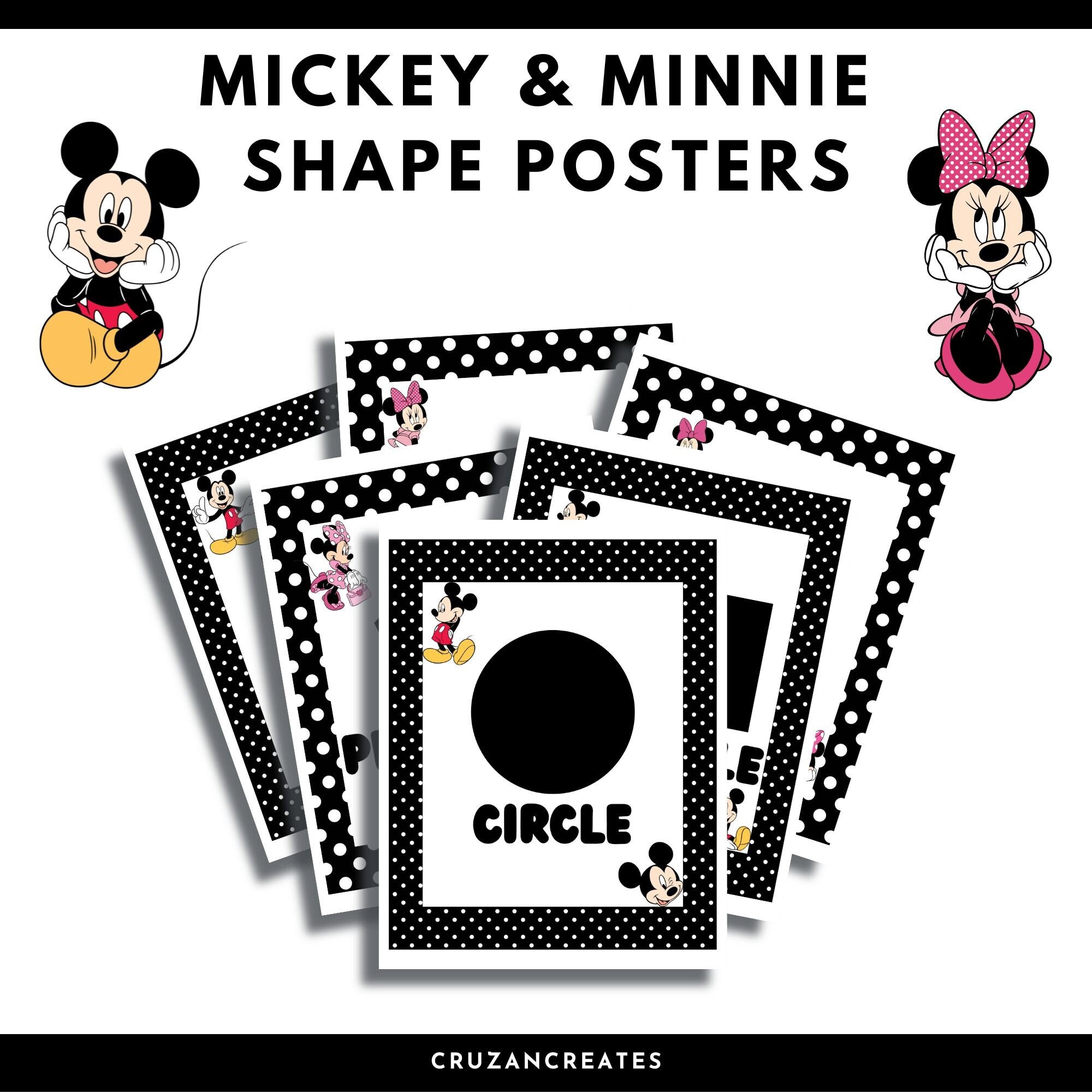 Shape Posters Mickey Shape Posters Minnie Shape Posters - Etsy