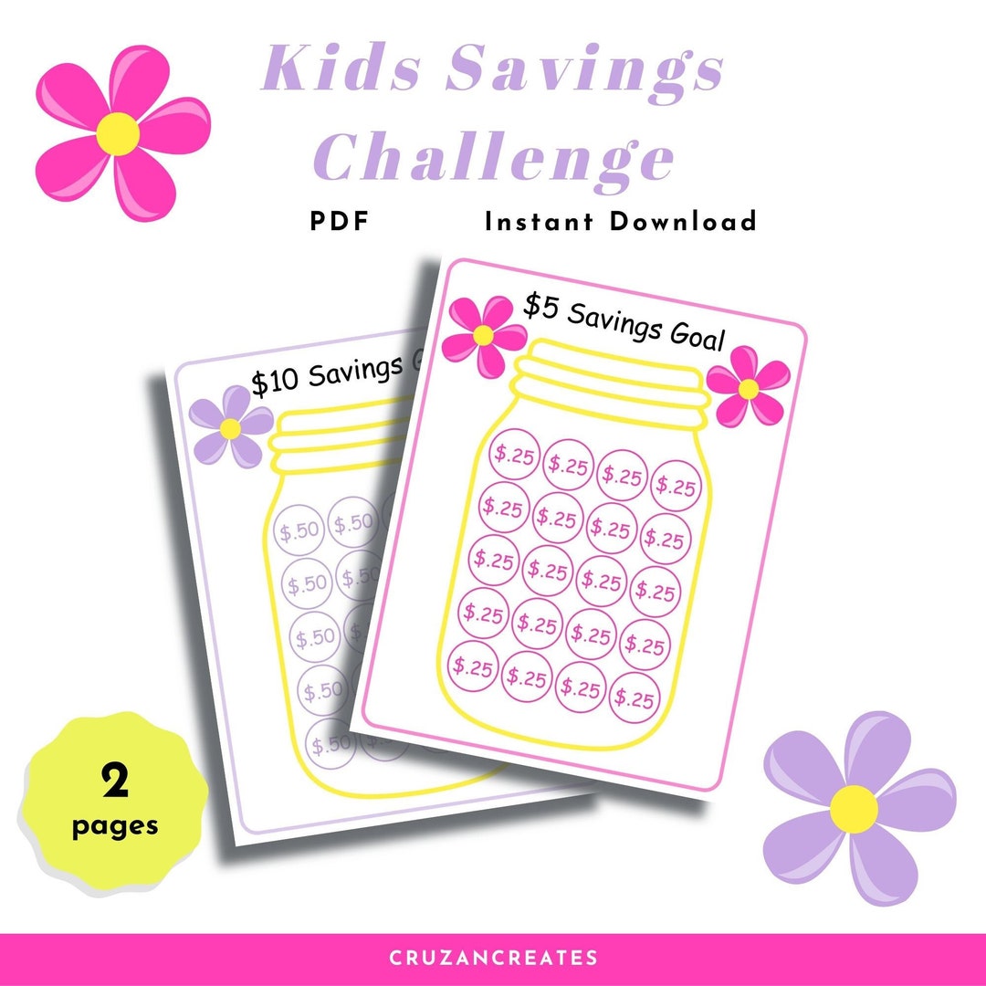 Kids Savings Challenge Kids Savings Tracker Savings Challenge for Kids ...