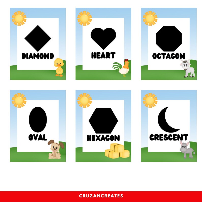 Shape Posters | Farm Shape Posters | Farm Classroom Decor | Shapes ...